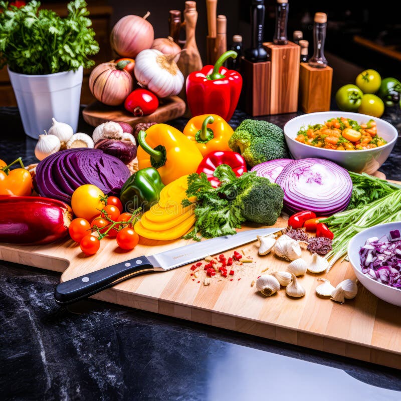 Get Creative with Your Vegetable Prep on a Rustic Wooden Cutting Board ...