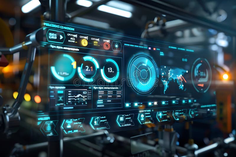 Close-Up View of a Monitoring Screen with Detailed Display Stock ...