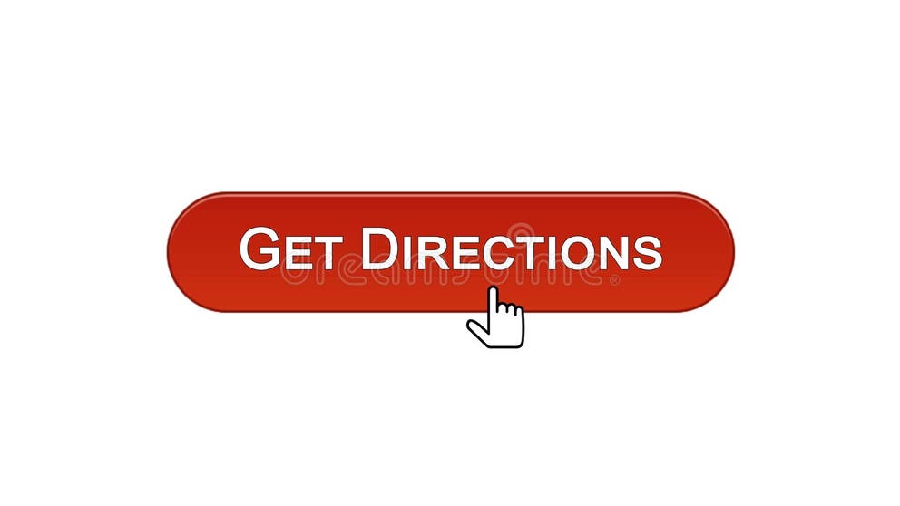 Get Directions Web Interface Button Clicked with Mouse Cursor, Wine Red Color Stock Illustration ...