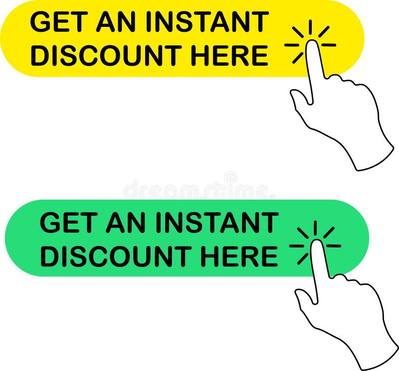 Get a Discount Buttons Collection with Hand Pointer Stock Vector ...