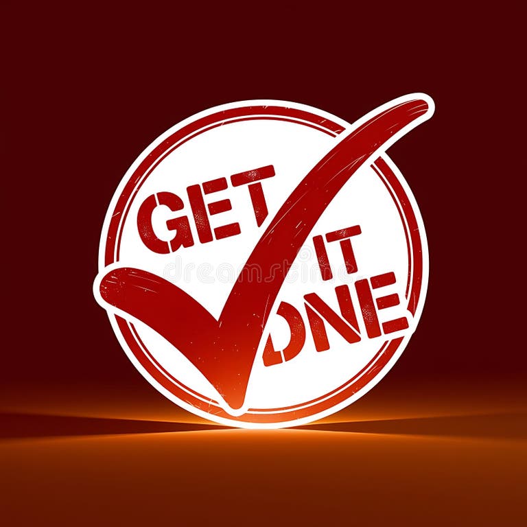 Get it Done Rubber Stamp Effect with Bold Red Checkmark, with Thick ...