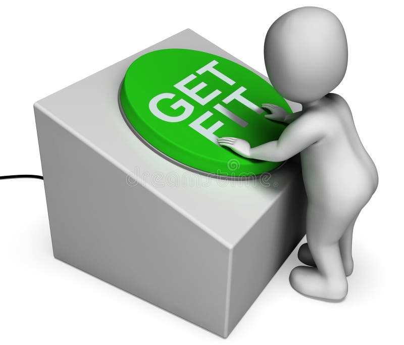 Get Fit Button Shows Workout and Fitness Stock Illustration ...
