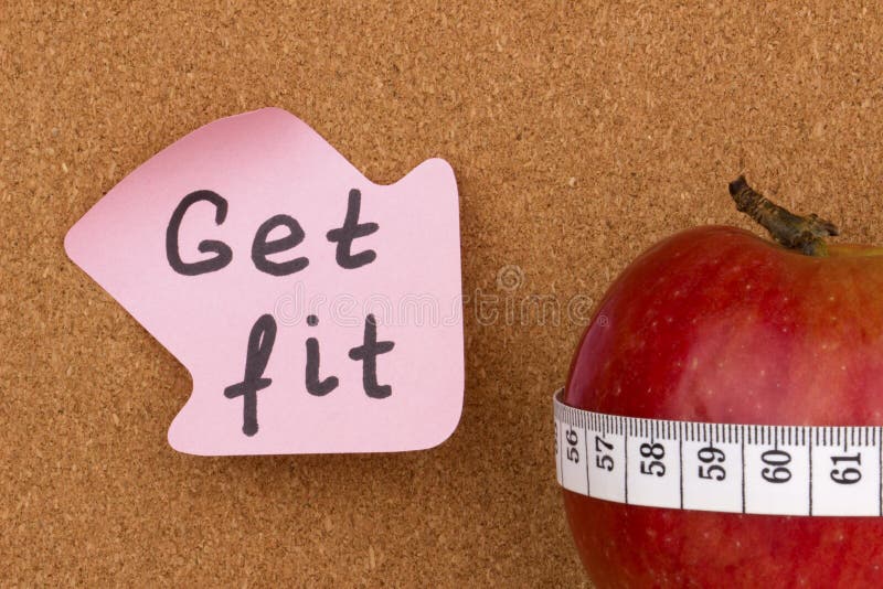 Get Fit Written on Sticky Note and Apple Stock Photo - Image of ...