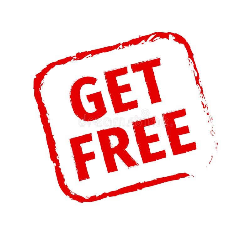 Get Free Grunge Icon Stamp, Red Get Free Rubber Badge Print Stamp Stock ...