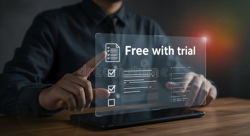 Get Free Trial Access Now Man Interacting with Digital Checklist on ...