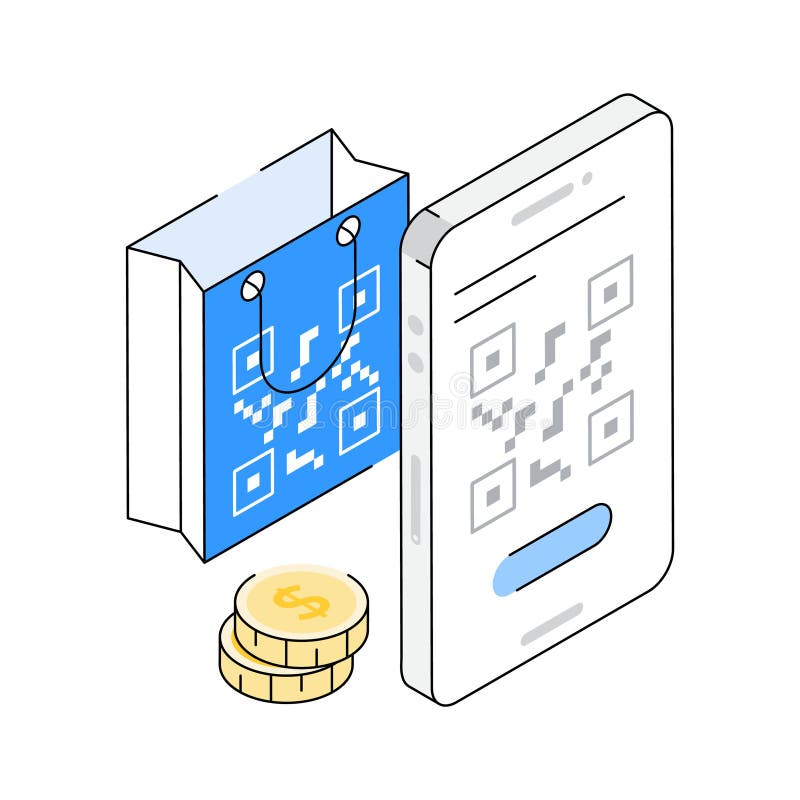 Get a Glimpse of this Isometric Outline Icon of Qr Payment Stock ...