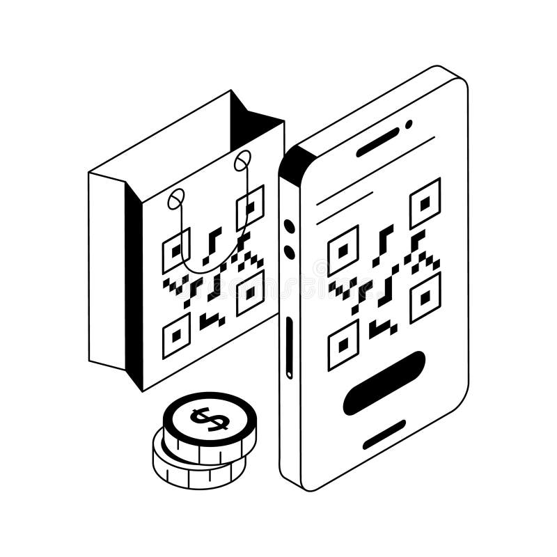 Get a Glimpse of this Isometric Outline Icon of Qr Payment Stock Vector ...