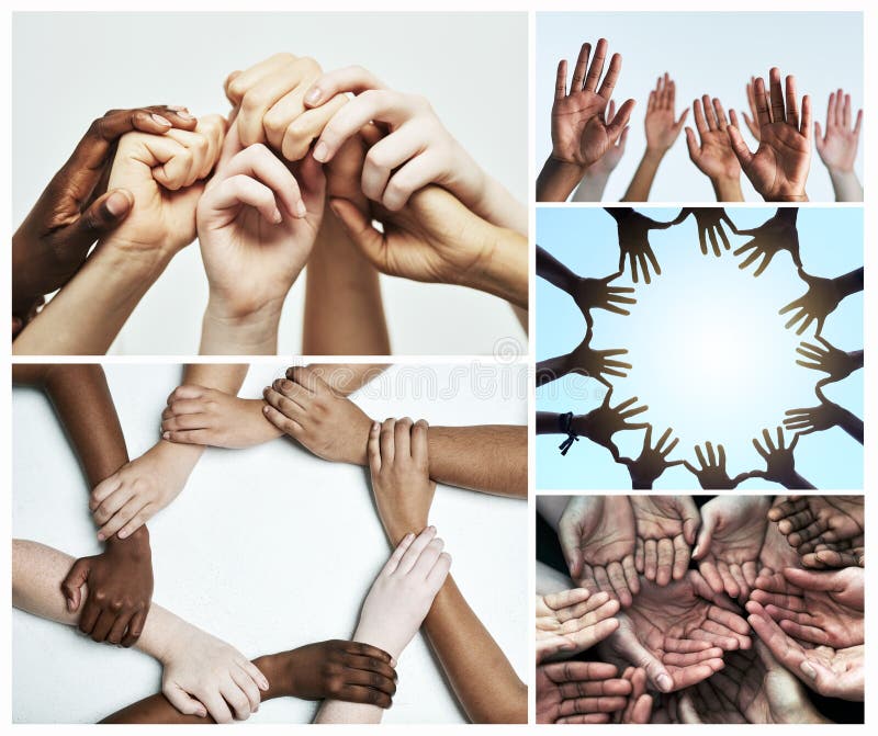 Get Hands on. Composite Image of Groups of Hands in Various Gestures ...