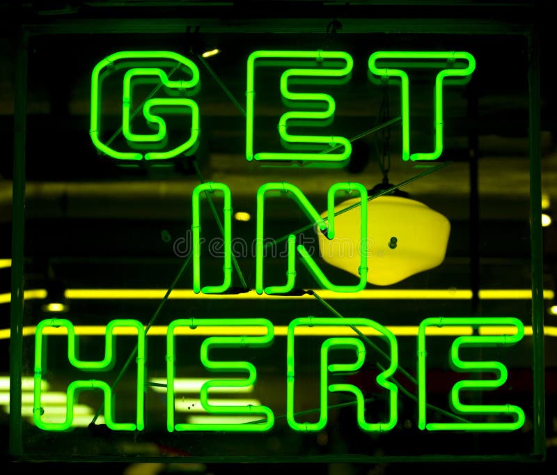 Get in Here sign stock image. Image of open, sign, real - 83344761
