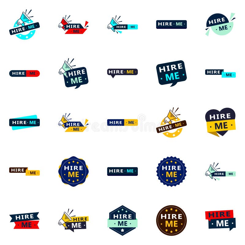 Get Hired Faster with Our Pack of 25 Hire Me Banners Stock Vector ...