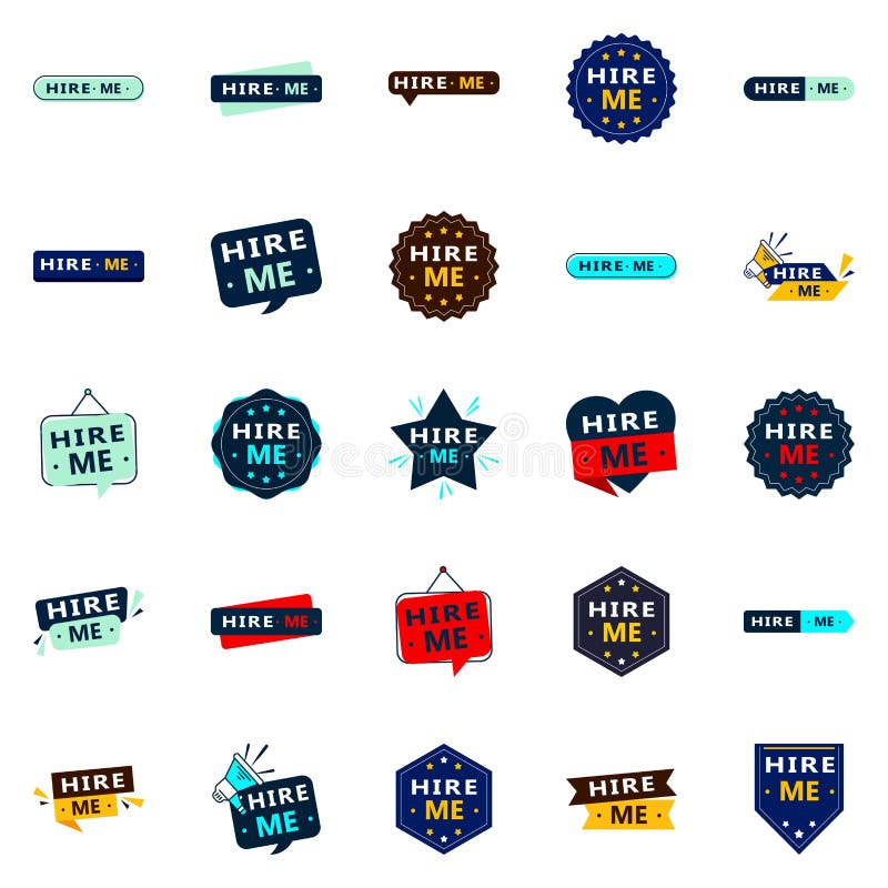 Get Hired Faster with Our Pack of 25 Hire Me Banners Stock Vector ...