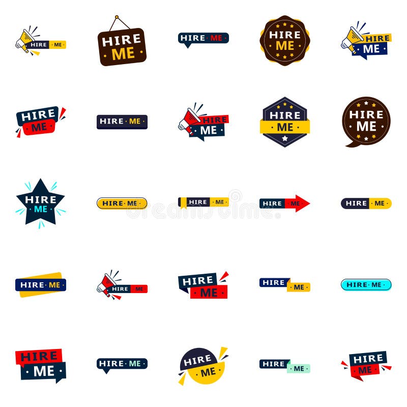 Get Hired Faster with Our Pack of 25 Hire Me Banners Stock Vector ...