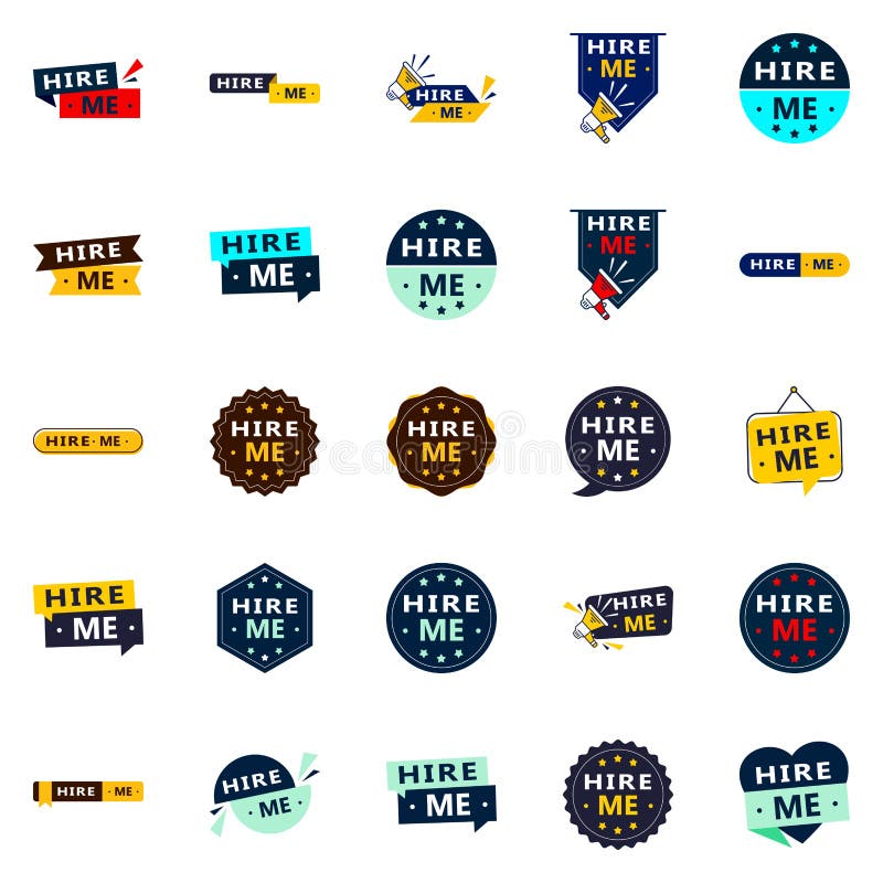 Get Hired Quickly with Our Pack of 25 Hire Me Banners Stock Vector ...