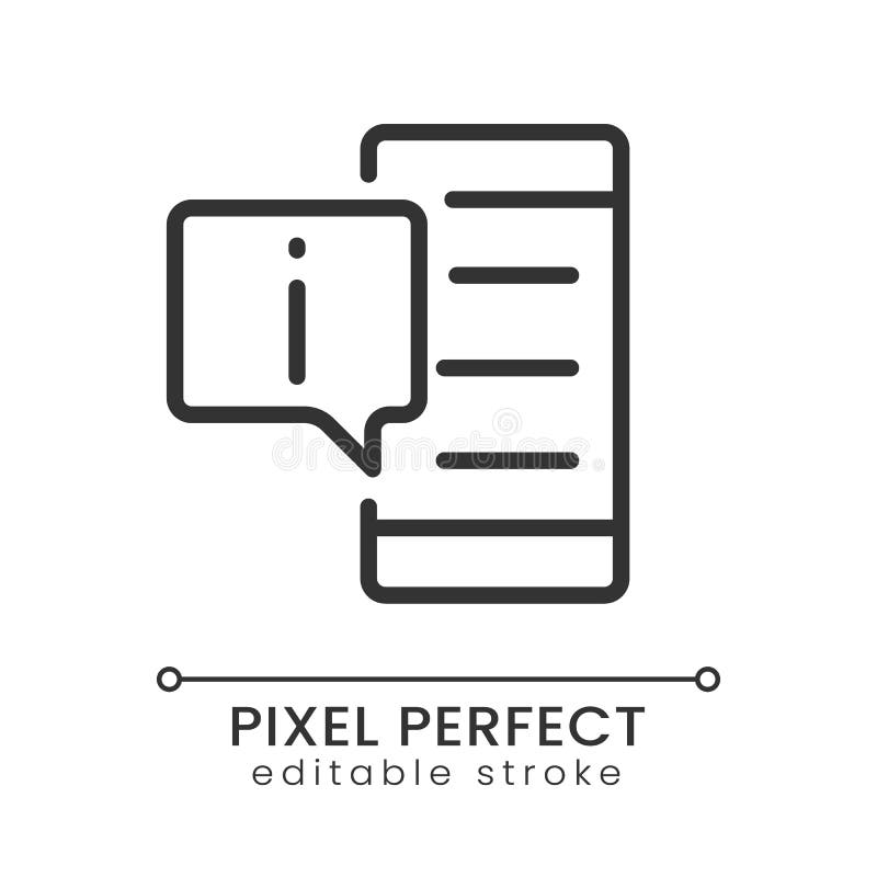 Get Info from Phone Pixel Perfect Linear Icon Stock Vector ...