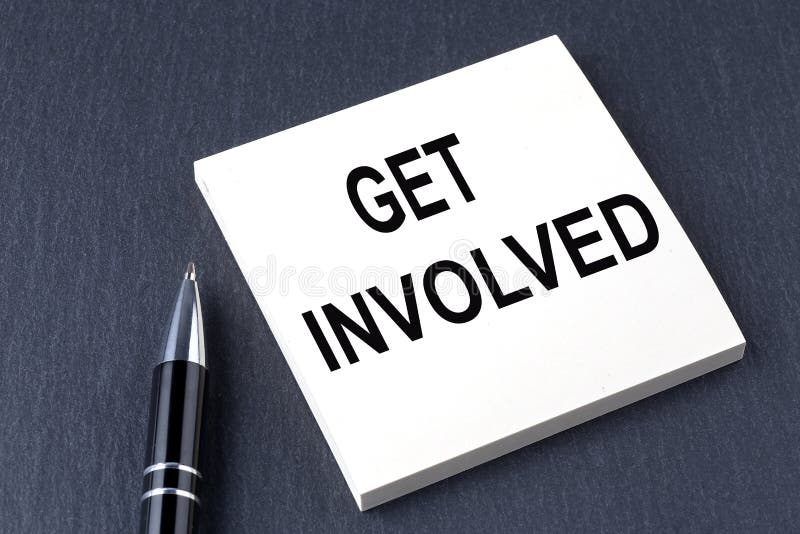 GET INVOLVED Text Written on a Notebook on Chart and Diagram Stock ...