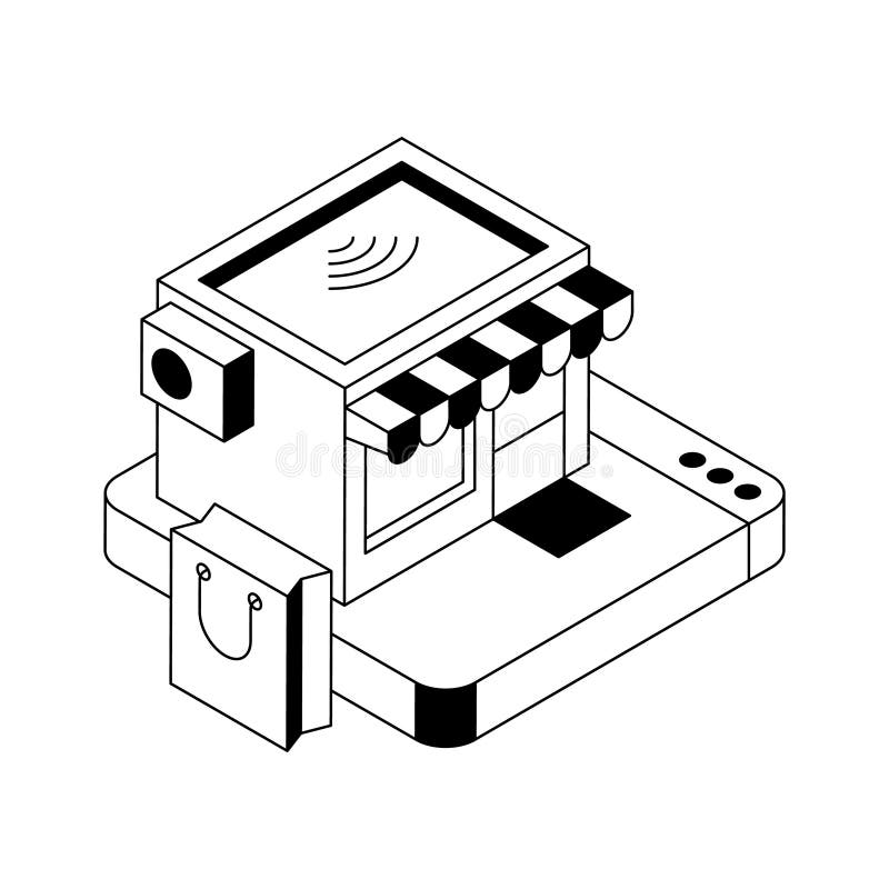 Get this Isometric Style Icon of Smart Shop Stock Vector - Illustration ...