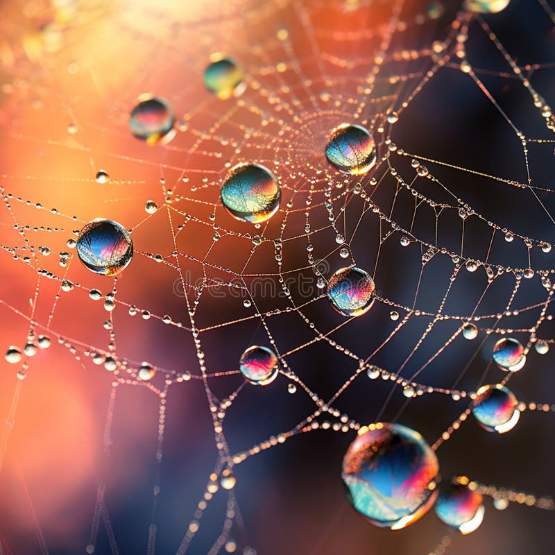Mesmerizing Spider Web Covered in Dewdrops Stock Image - Image of ...