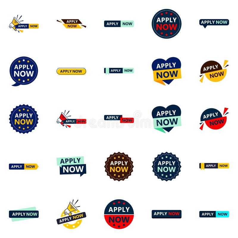Get More Applications with Our Pack of 25 Apply Now Banners Stock ...