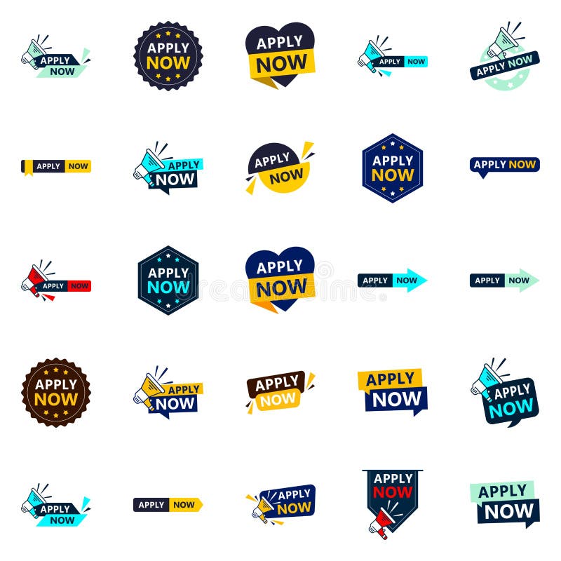 Get More Applications with Our Pack of 25 Apply Now Banners Stock ...