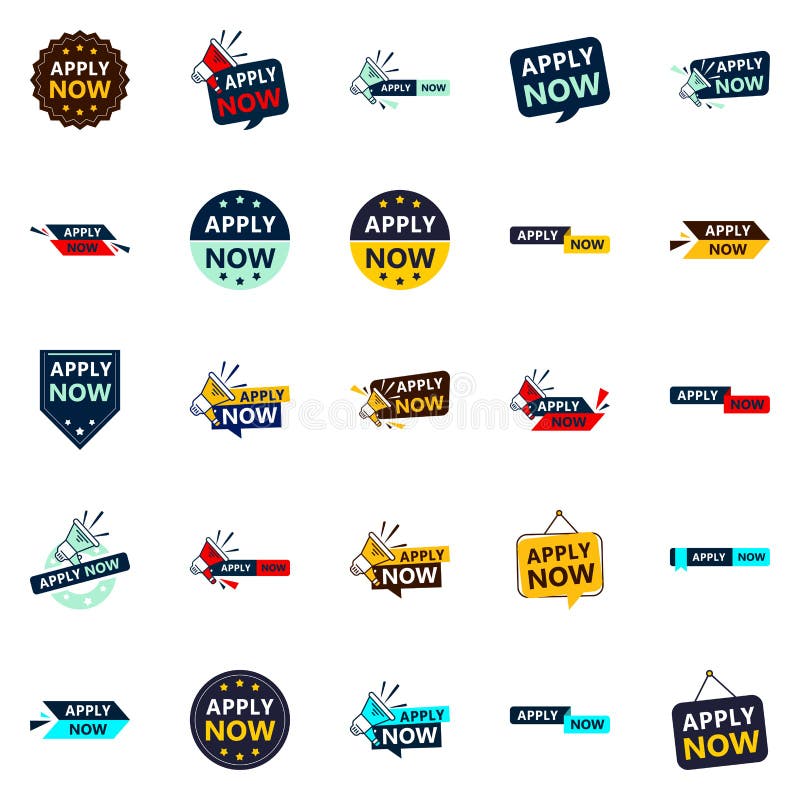 Get More Applications with Our Pack of 25 Apply Now Banners Stock ...