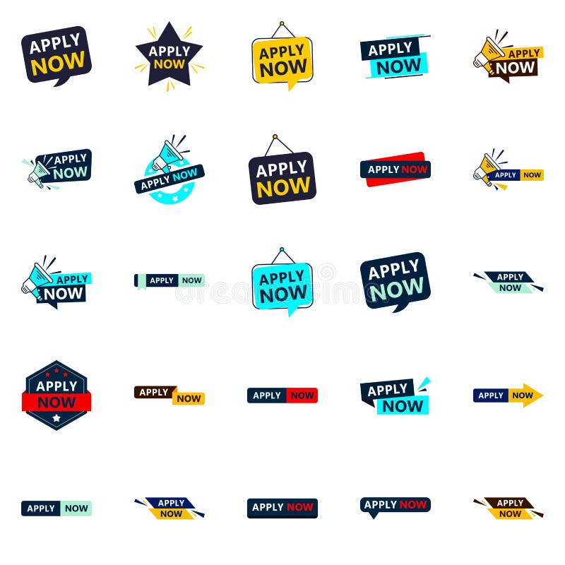 Get More Applications with Our Pack of 25 Apply Now Banners Stock ...