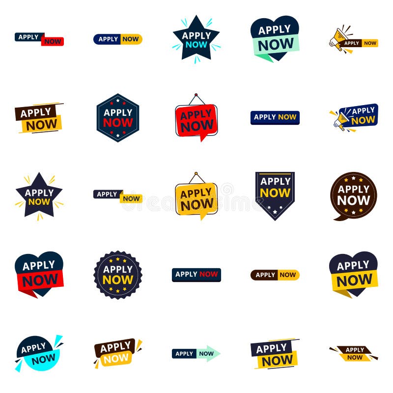 Get More Applications with Our Pack of 25 Apply Now Banners Stock ...
