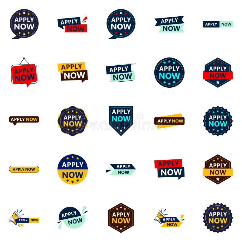 Get More Applications with Our Pack of 25 Apply Now Banners Stock ...