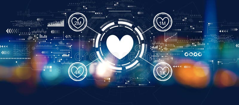 Get More Likes Concept with Blurred City at Night Stock Photo - Image ...