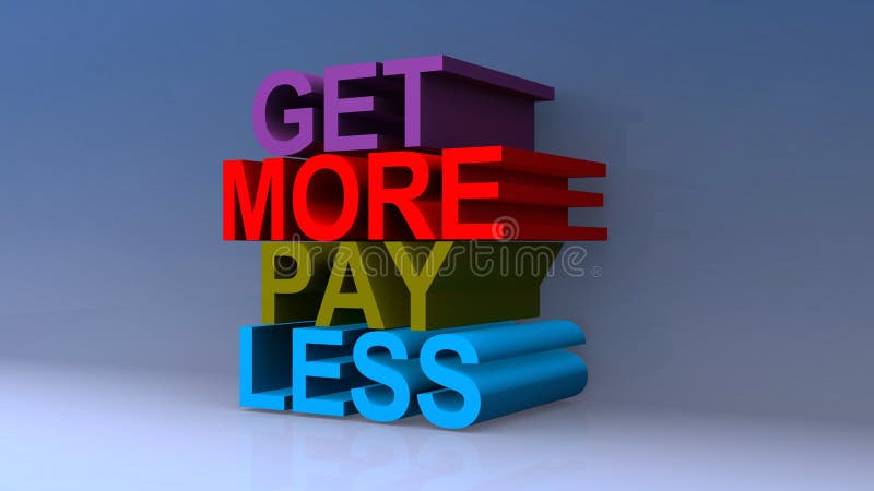 Get more pay less on blue stock image. Image of commerce - 231953145