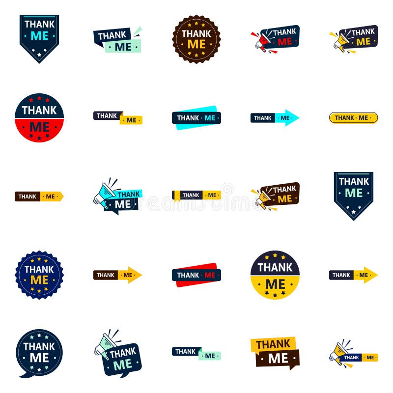 Get More Recognition with Our Pack of 25 Thank Me Banners Stock Vector ...