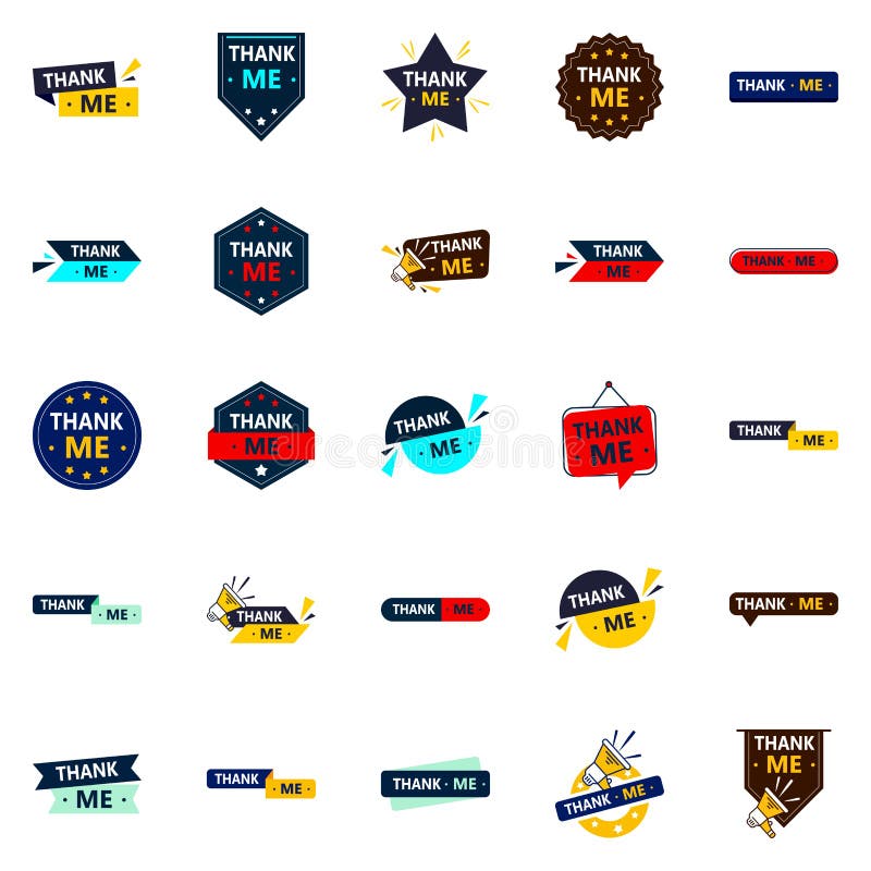 Get More Recognition with Our Pack of 25 Thank Me Banners Stock Vector ...