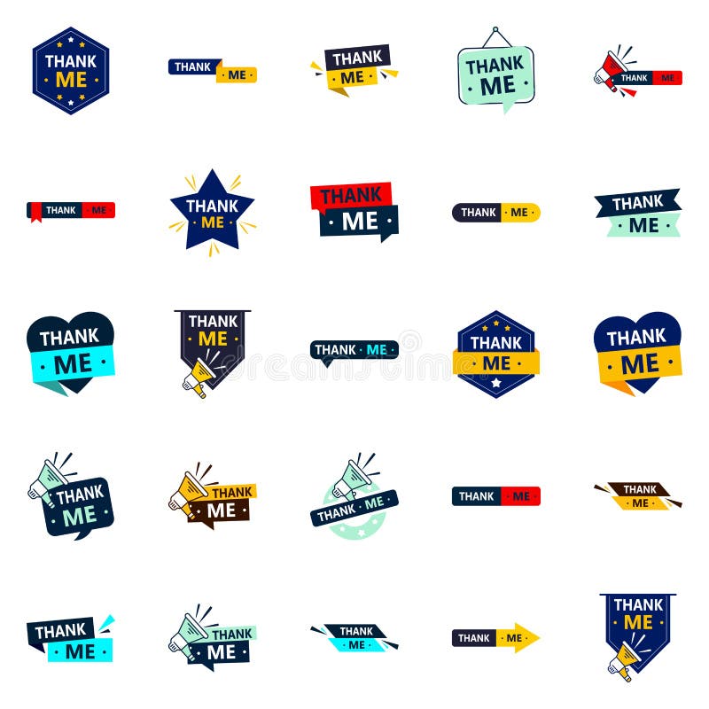 Get More Recognition with Our Pack of 25 Thank Me Banners Stock Vector ...