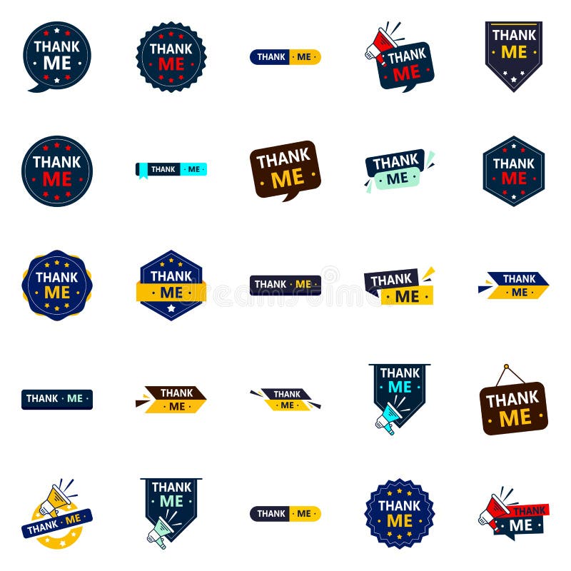 Get More Recognition with Our Pack of 25 Thank Me Banners Stock Vector ...