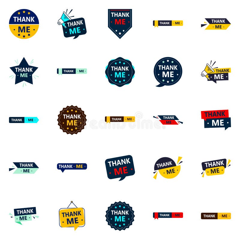 Get More Recognition with Our Pack of 25 Thank Me Banners Stock Vector ...