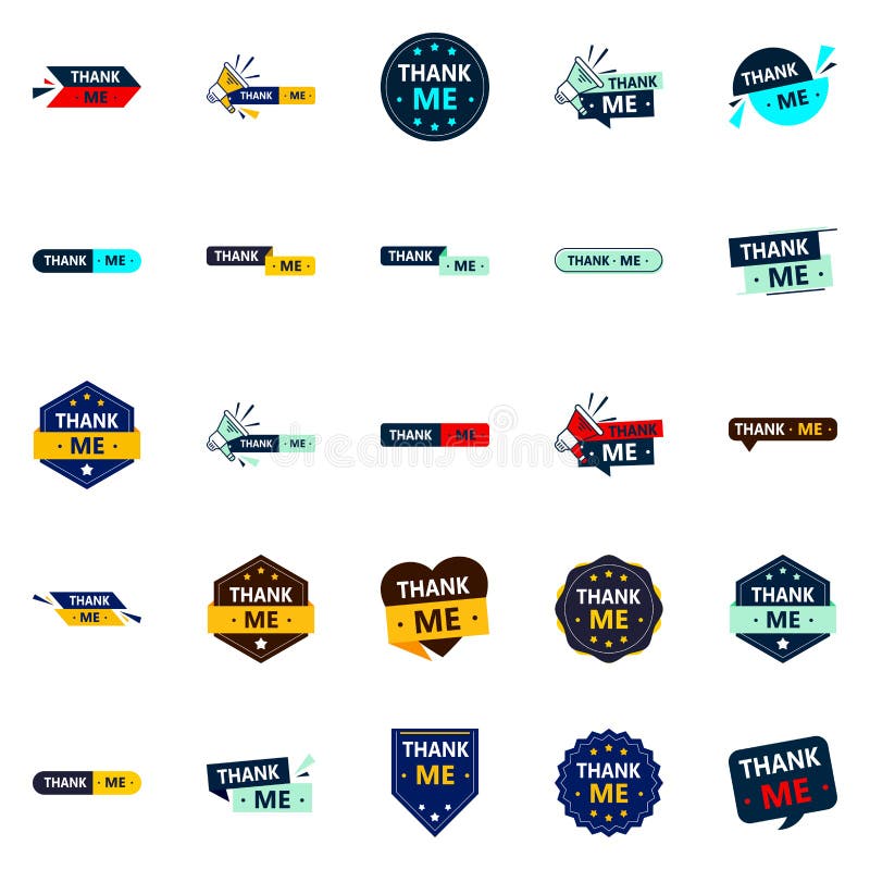 Get More Recognition with Our Pack of 25 Thank Me Banners Stock Vector ...