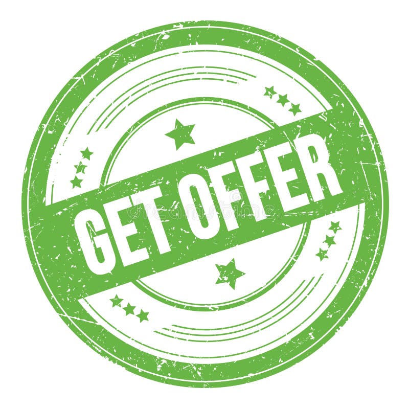 GET OFFER Text on Green Round Grungy Stamp Stock Illustration ...