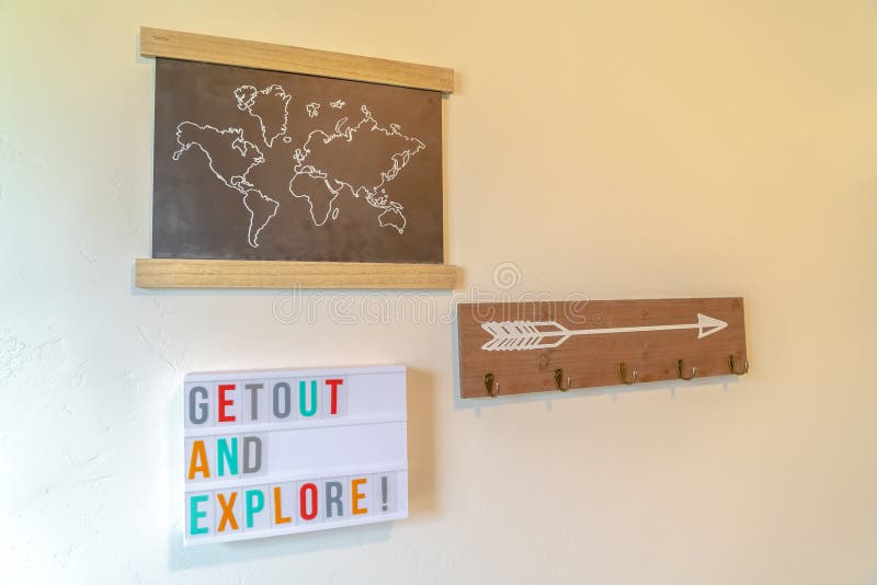 Get Out and Explore Inspirational Coat Rack Stock Photo - Image of ...