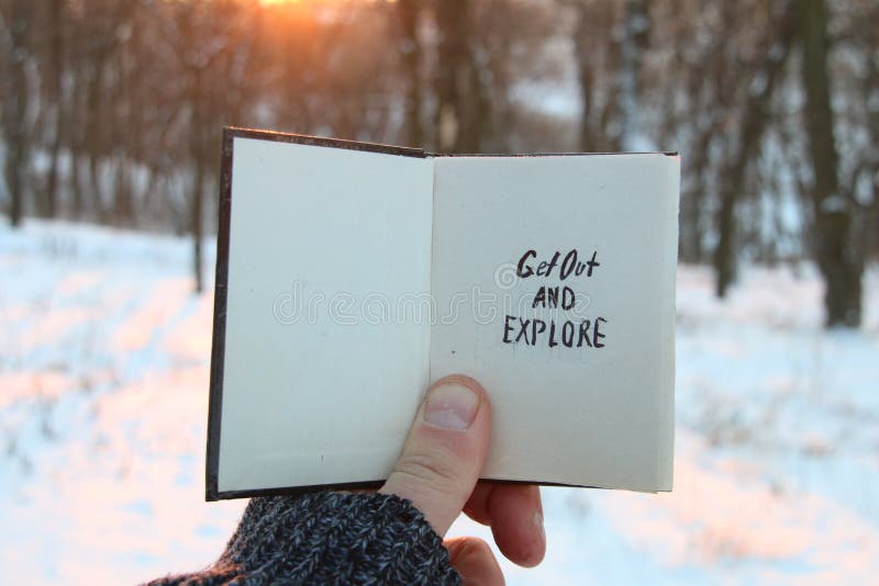 Get Out and Explore Text. Travel Idea. Book with the Inscription, Stock ...