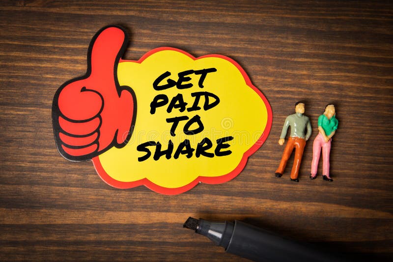 Get Paid To Share. Sticky Note with Text on Wood Texture Background ...