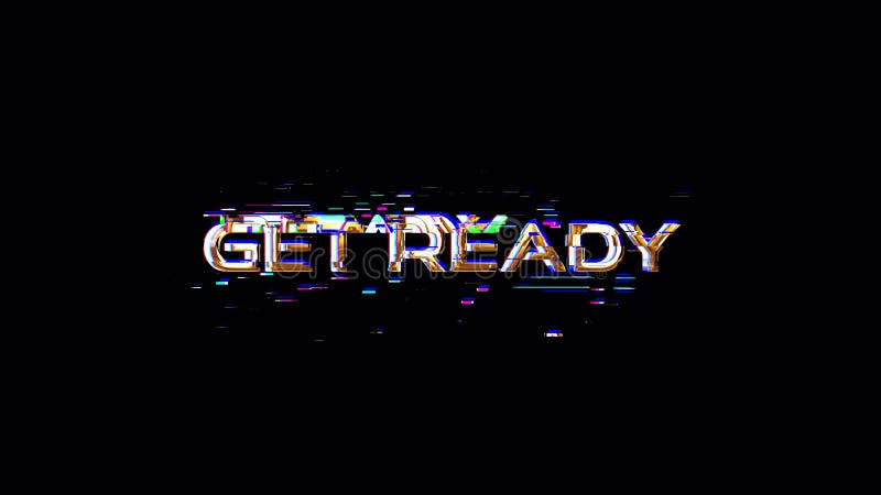 Get Ready Glitch Gold Text Effect on Black Abstract Background Stock ...