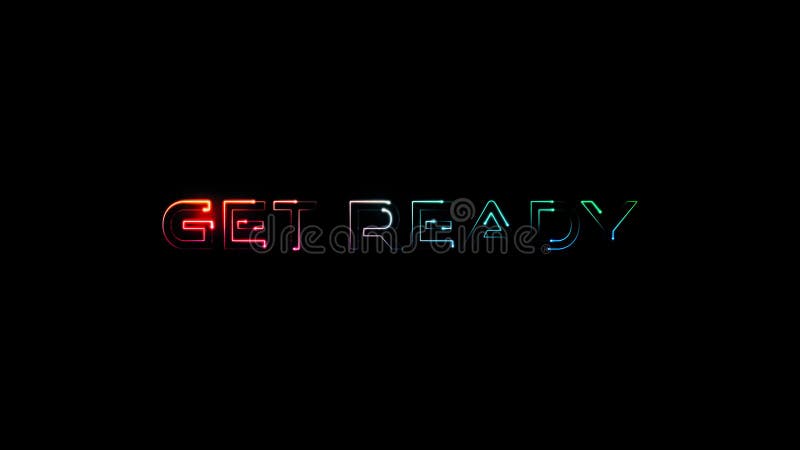 Get Ready Glow Colorful Neon Laser Text Effect Animation Stock Footage ...