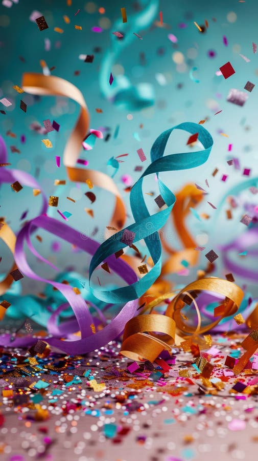Countdown Party with Confetti and Streamers Celebrate New Year Day with ...