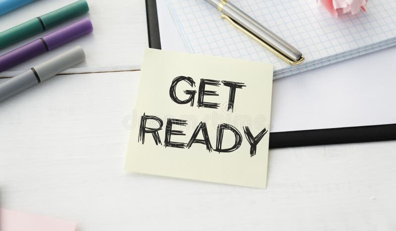 GET READY Written on a White Page with Stock Photo - Image of ...
