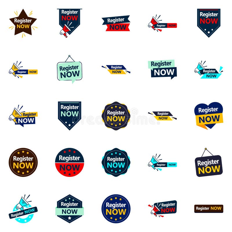 Get Registered Now 25 Attention Grabbing Typographic Banners Stock ...