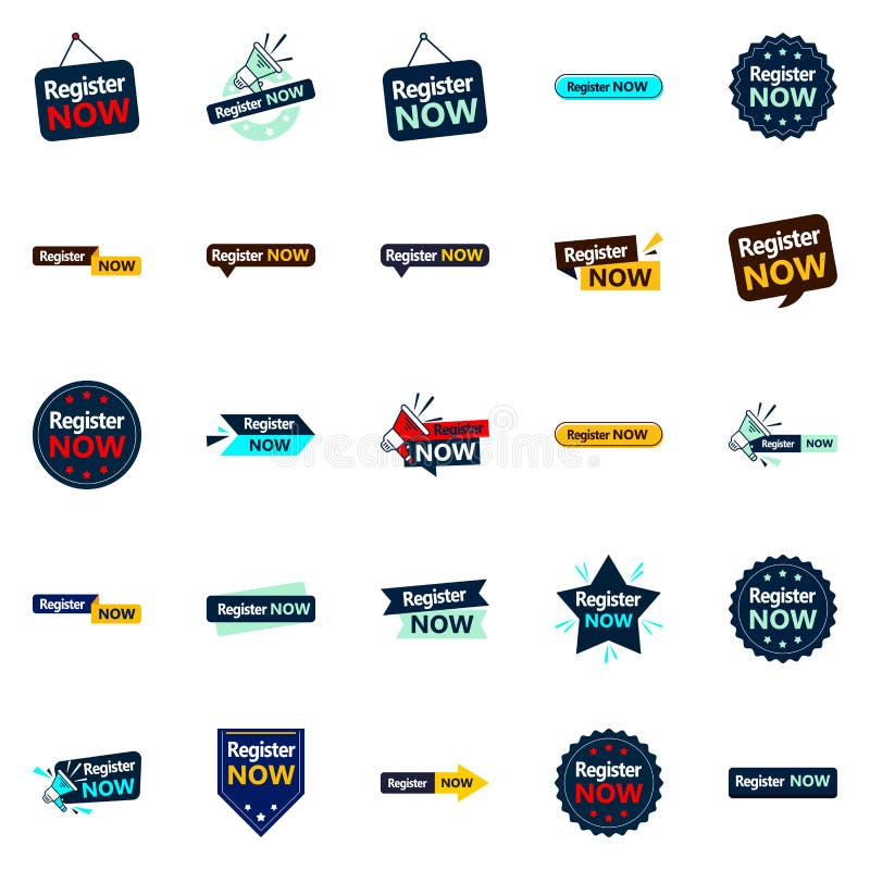 Get Registered Now 25 Attention Grabbing Typographic Banners Stock ...