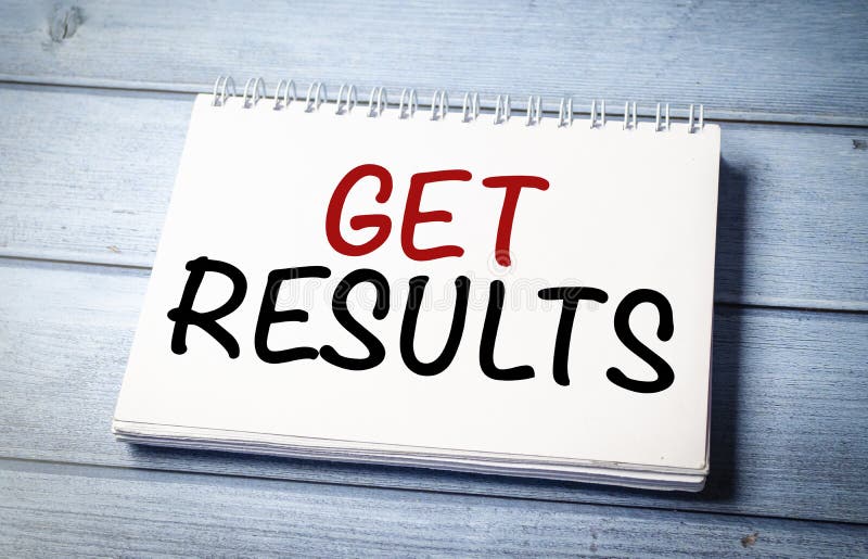 Get Results Word Notebook on Wooden Background Stock Image - Image of ...