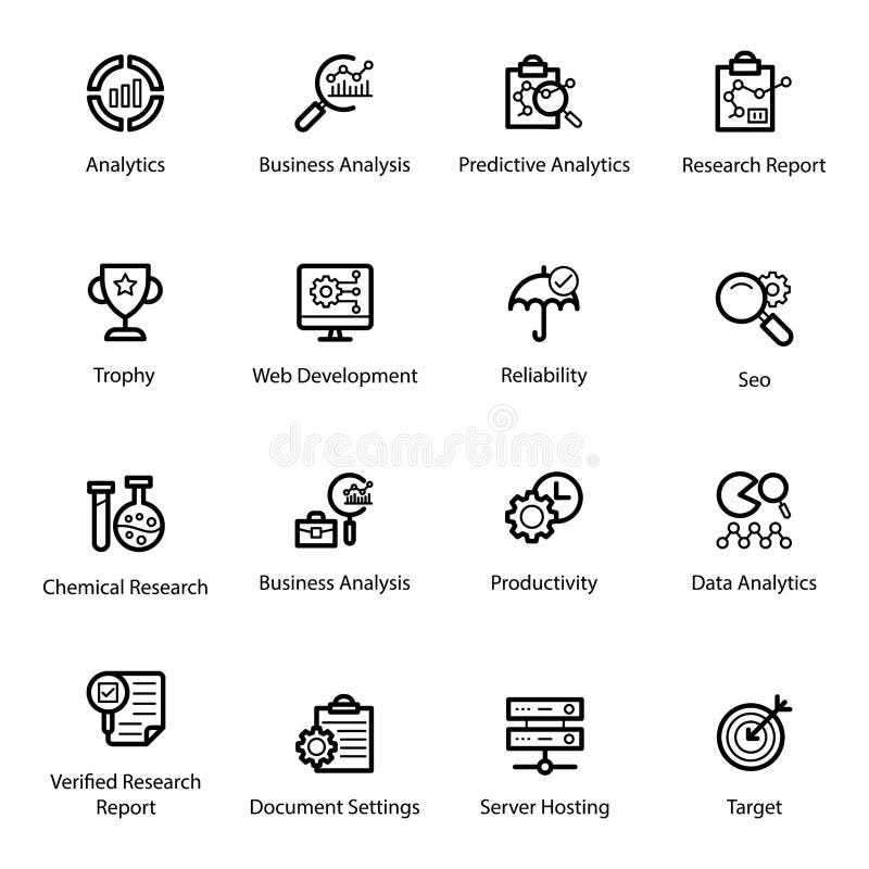 Data Science Solid Icons Pack Stock Vector - Illustration of record ...