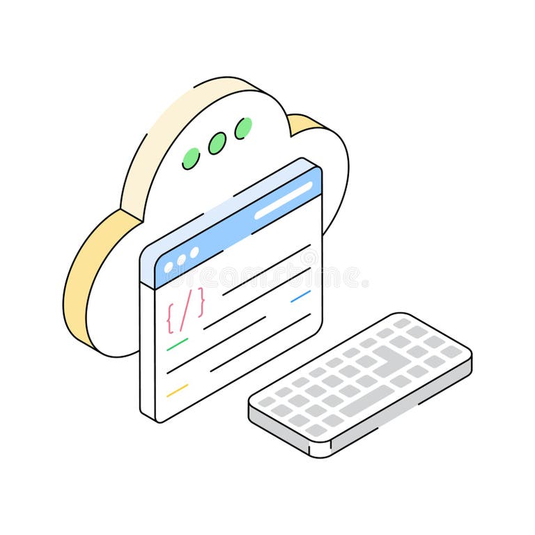 Get a Sight of this Modern Isometric Cloud Coding Icon Stock Illustration - Illustration of ...