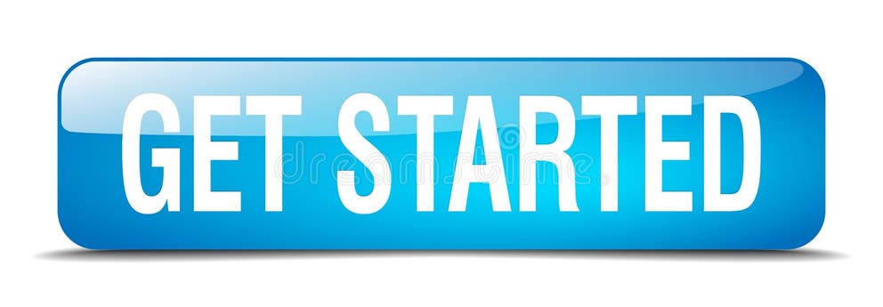Get Started Blue Square Isolated Web Button Stock Vector - Illustration ...