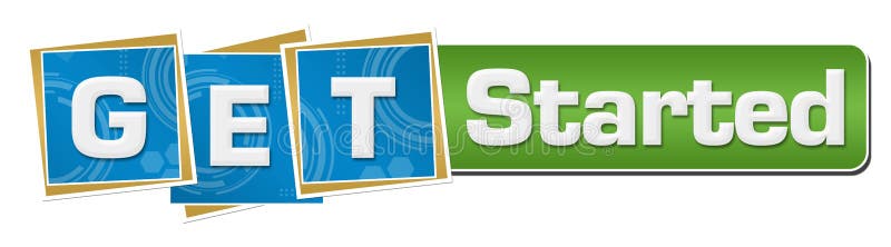 Get Started Blue Square Isolated Web Button Stock Vector - Illustration ...